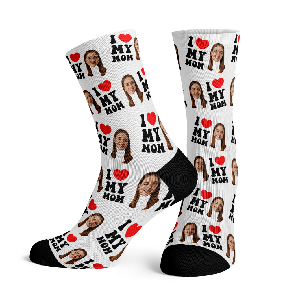 I Love My Mom Socks - Lets Get Custom